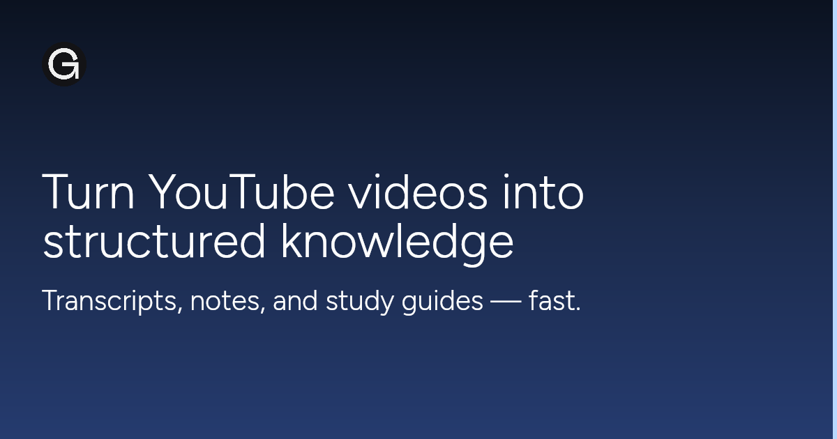 Extract YouTube transcripts instantly | Gistra
